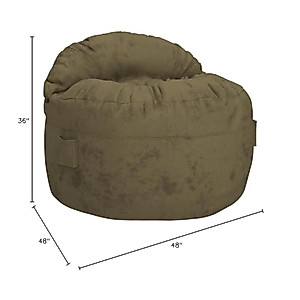 CordaRoy's Chenille Nest Gaming Bean Bag Chair with Controller Pockets and Handle, Convertible Foam-Filled Chair/Queen-Size Lounger, Moss