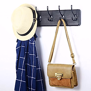 WEBI Coat Rack Wall Mounted,Wood Coat Hooks Wall Mounted,16’’ Hole to Hole,Coat Hanger Wall,Hook Rack Rail,5 Hooks for Hanging Coats,Hats,Jacket,Clothes