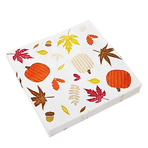 Juvale Autumn Paper Plates and Napkins, Cups, Cutlery for Thanksgiving, Fall Party Supplies (Serves 24, 144 Pieces)