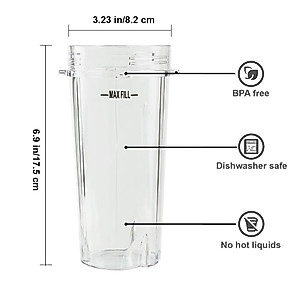 Blender Cups for Ninja Blender, 16OZ Cup with Sip Lids Compatible with Nutri Ninja Auto IQ Series Blenders