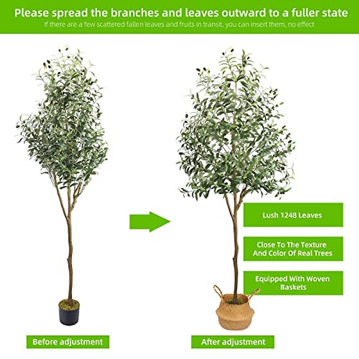 Realistic 6ft Artificial Olive Tree with Woven Planter | Low ...