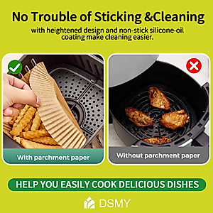 DSMY 150 PCS Air Fryer Disposable Paper Liners,8 Inch Square Parchment Disposable Paper Liner for 5-8QT Air Fryer,Baking, Roasting and Microwave, Non-Stick Airfryer Accessories
