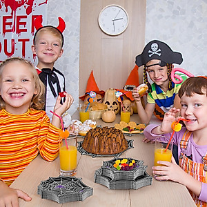 durony 100 Pieces Halloween Spiderweb Paper Plates 7 Inch and 9 Inch Dessert Plates Disposable Halloween Party Plates for Halloween Party Decorations, Spiderweb Supplies