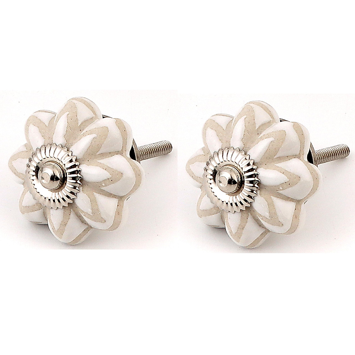 Set of 12 Ceramic Knobs Decorative Knobs for Home Kitchen Cabinet Cupboard Door Dresser Wardrobe Pulls Cabinet Knobs Ceramic Drawer Pull Kitchen Cupboard Pull Door Handle - White Silver