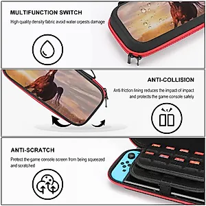 Horse Running on Grass Travel Carrying Case Tote Bag For Nintendo Switch Accessories Holds 20 Game Card Bag