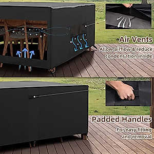 MR. COVER 115 Inches Patio Furniture Covers Waterproof, Outdoor Sectional Set Cover Rectangular for Outside Table and Chairs, 115L x 76W x 30H, Rip-Resistant and UV-Protection, Classic Black