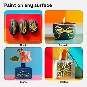 ARTISTRO 2 Gold Acrylic Paint Pens, Acrylic Paint Markers Dual Tip (Fine 1mm + Dot 5mm), Acrylic Markers for Fabric, Canvas, Rock, Glass, Wood, Paper, DYI, Paint Markers for Kids and Adults