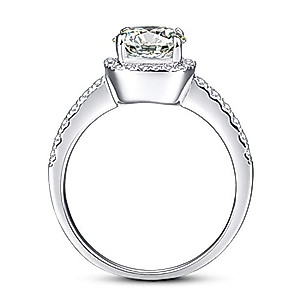 AVECON 2.3 Ct Cushion Cut Wedding Rings Cubic Zirconia Engagement Rings 925 Sterling Silver Halo Engagement Rings for Women Size 5