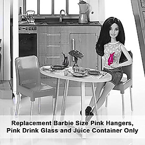 Replacement Parts for Barbie Doll Hello Dreamhouse - DPX21 ~ Replacement Barbie Size Pink Hangers, Pink Drink Glasses and More!