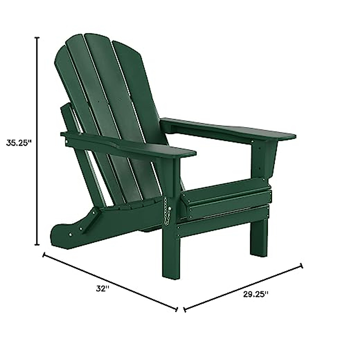 WO Home Furniture Set of 4 Pcs HDPE Adirondack Chairs Lounger Outdoor Folding Seat for Fire Pit, Beach, Balcony, Backyard, Lawn, Patio, Pool, Deck, Garden - Weather UV Resistant (Dark Green)