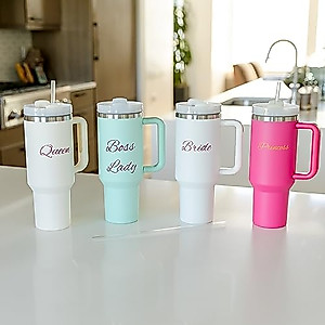 Princess 40 Oz Tumbler with Handle and Straw - Insulated Stainless Steel Water Bottle Fits in Car Cup Holder - Double Walled Water Bottles with Lid - Princess Gifts - Gifts for Girls