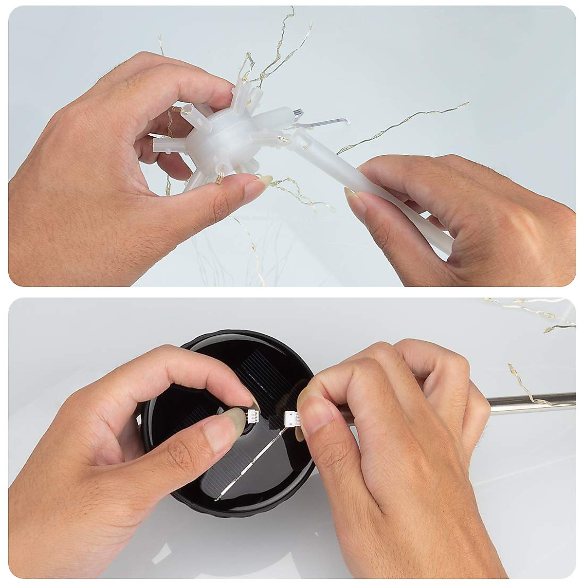 2 Pack Outdoor Home Decor Solar Powered Flowers Firework Lights with Remote Waterproof DIY 14 Copper Wire Dimmable Auto ON-Off 112 LED Lights for Garden Patio Yard Pathway Lawn Party (2, Warm White)