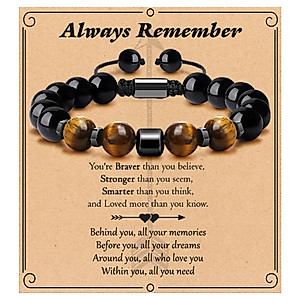 Jewelry&Card Gifts for Teens，Boys, Always Remember You Are Braver Than You Believe Bracelet, Inspirational Birthday Gift Ideas for Teenage Boys