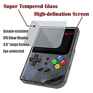 DREAMHAX RG300 Portable Game Console with Open Source System Preload 10000 Games, Handheld Video Games Player with 16G + 32G TF Card 3 Inch IPS Screen, Arcade Retro Games Gifts (Black Transparent )