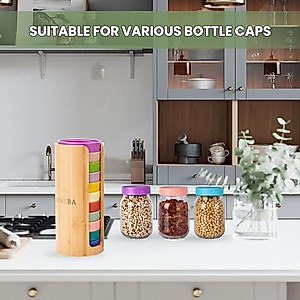 QOOMABA Mason Jar Lid Organizer (2pcs), Mason Jar Lid Storage Made of Bamboo, Suitable for Mason Lids/Canning Lids/Bamboo Lids(WIDE/REGULAR), Fit Perfectly, Stackable Steady