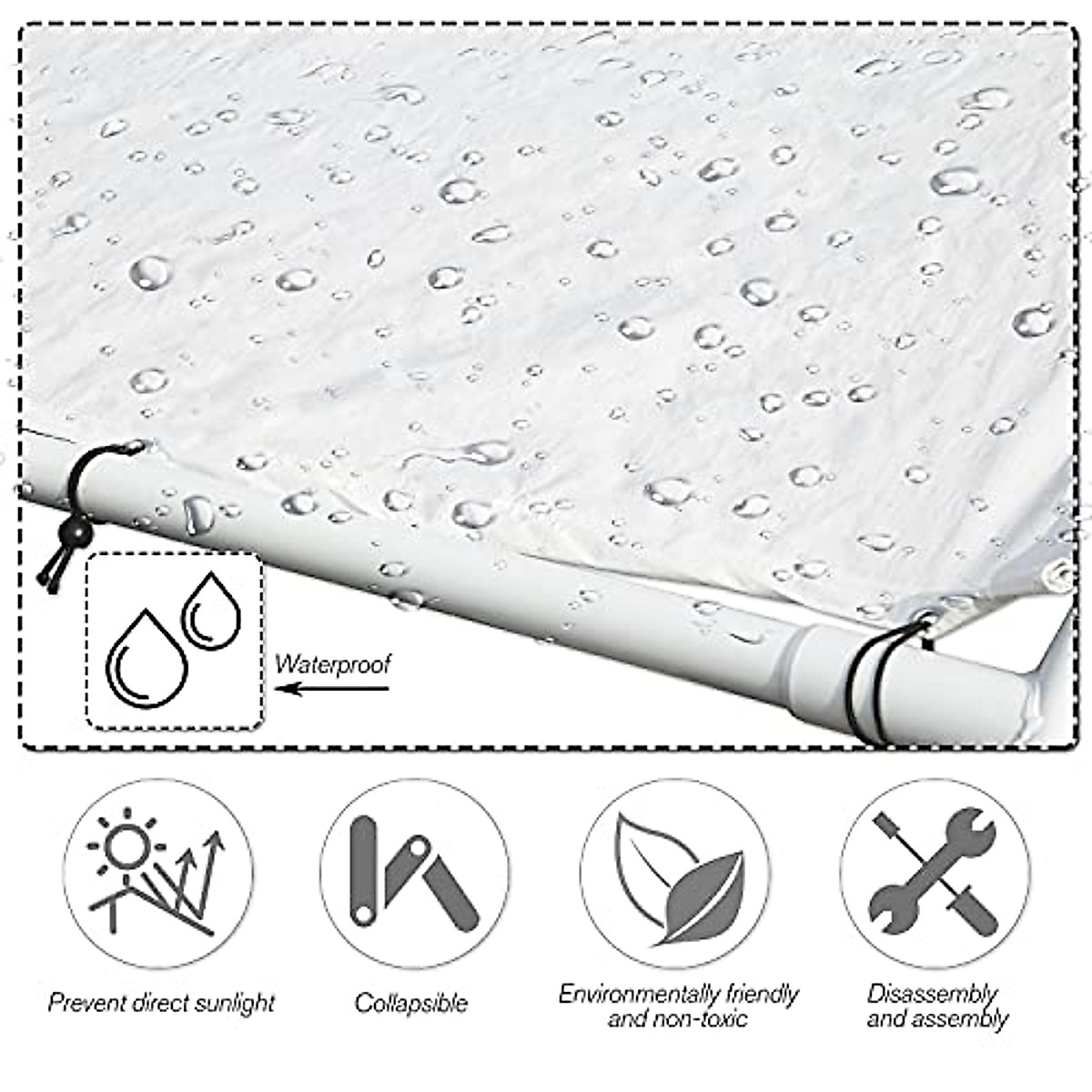 HCY Car Ports 20x10 Heavy Duty Metal Carports Party Tent Portable Garage for Wedding, Garden Storage (White), 235 inch x116 inch x102 inch