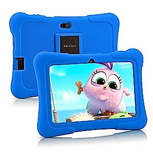 PRITOM 7 inch Kids Tablet, Quad Core Android 10, 32GB, WiFi, Bluetooth, Dual Camera, Educationl, Games,Parental Control, Kids Software Pre-Installed with Kids-Tablet Case (Dark Blue)