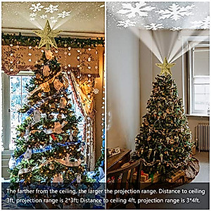 YOCUBY Star Christmas Tree Topper Lighted with Built-in Rotating Magic Ball, Christmas Decoration, LED Treetop Projector for Crown Christmas Tree, Xmas/Holiday/Winter Home Wonderland Party Ornament
