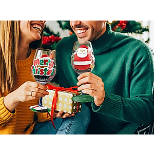 Enesco Designs by Lolita Holiday Go Big this Christmas Santa Hand-Painted Artisan Wine Glass, 15 Ounce, Multicolor