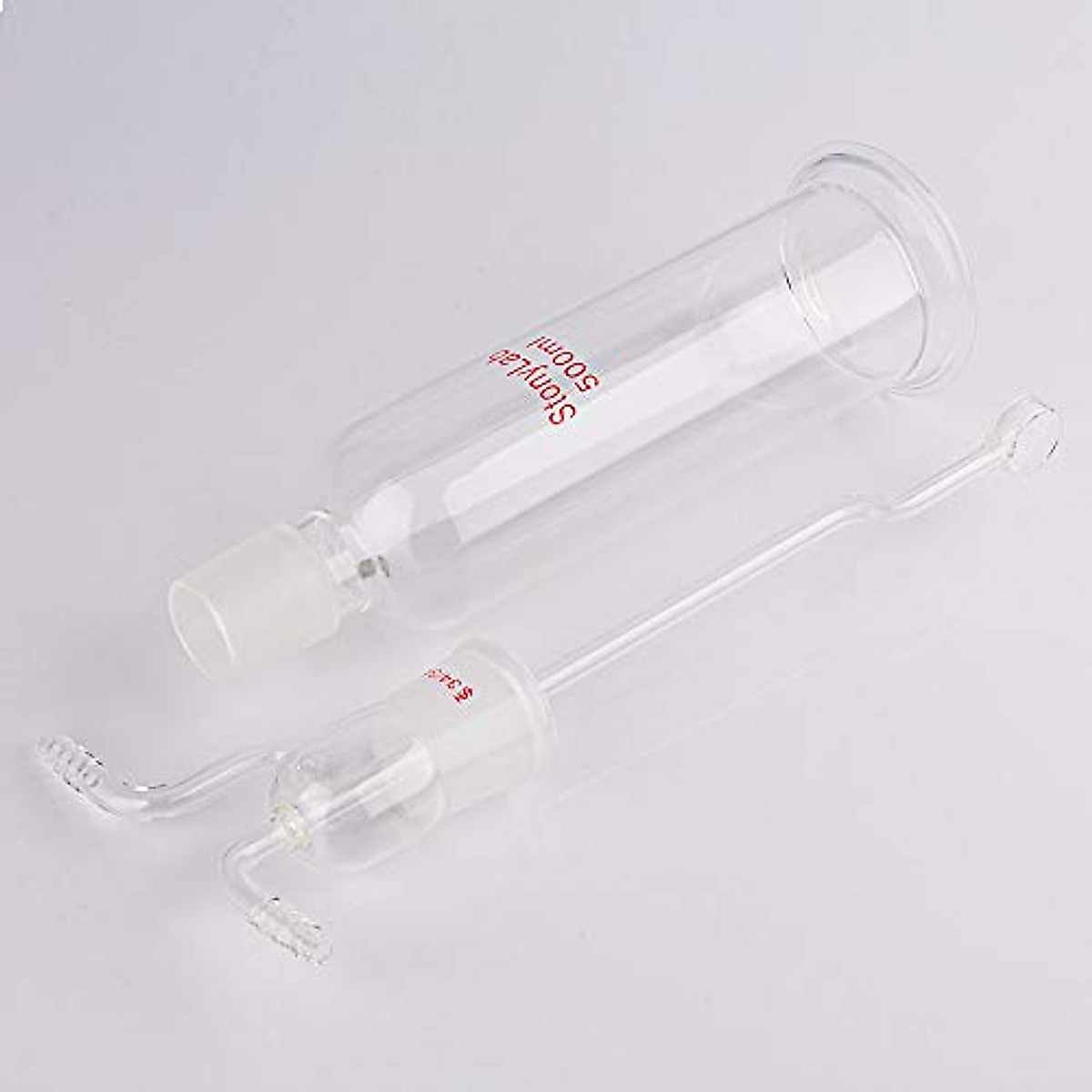 stonylab Gas Washing Bottle, Borosilicate Glass 34/34 Stopper Gas Bubbler Gas Washing Bottle with Fritted Disc and 8 mm OD Inlet/Outlet Hoses, 500 ml