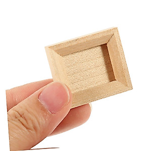 HOOTNEE 3pcs Dollhouse Photo Frame Picture Frames Doll House Photo Frames DIY Miniature House Kit Mini Decoration Mini Photo Frame Mini House Ornament Mini Picture Frame Beige Wood