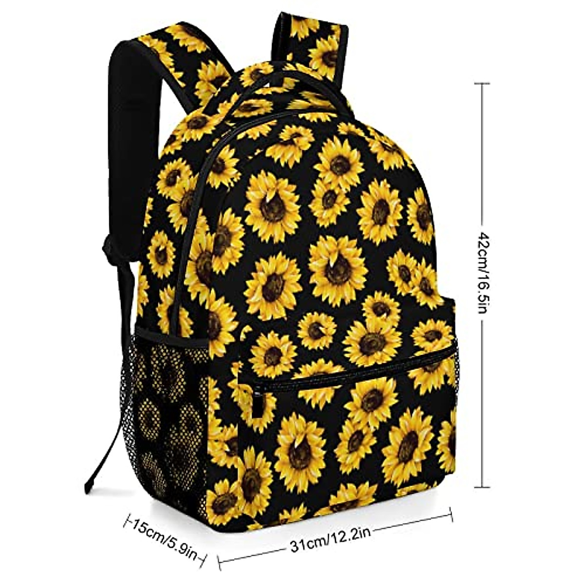 AllAnime Sunflower Backpack for Women Girls for School Work College Gifts