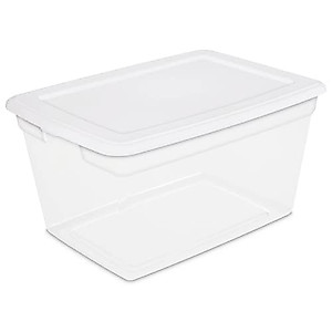 58 Qt Storage Box Clear Base White Lid Set of 8, QH 311