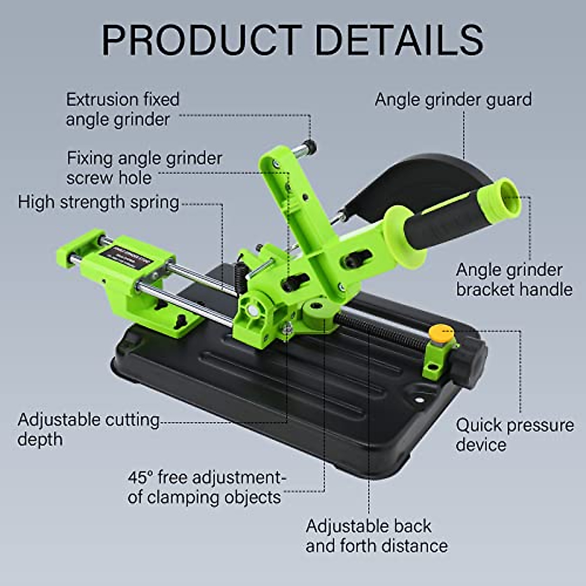 YaeTek Upgraded Angle Grinder Stand 45 Degree Clamp Angle Grinder Holder Bracket with Slide Handle for 100-125 Angle Grinder