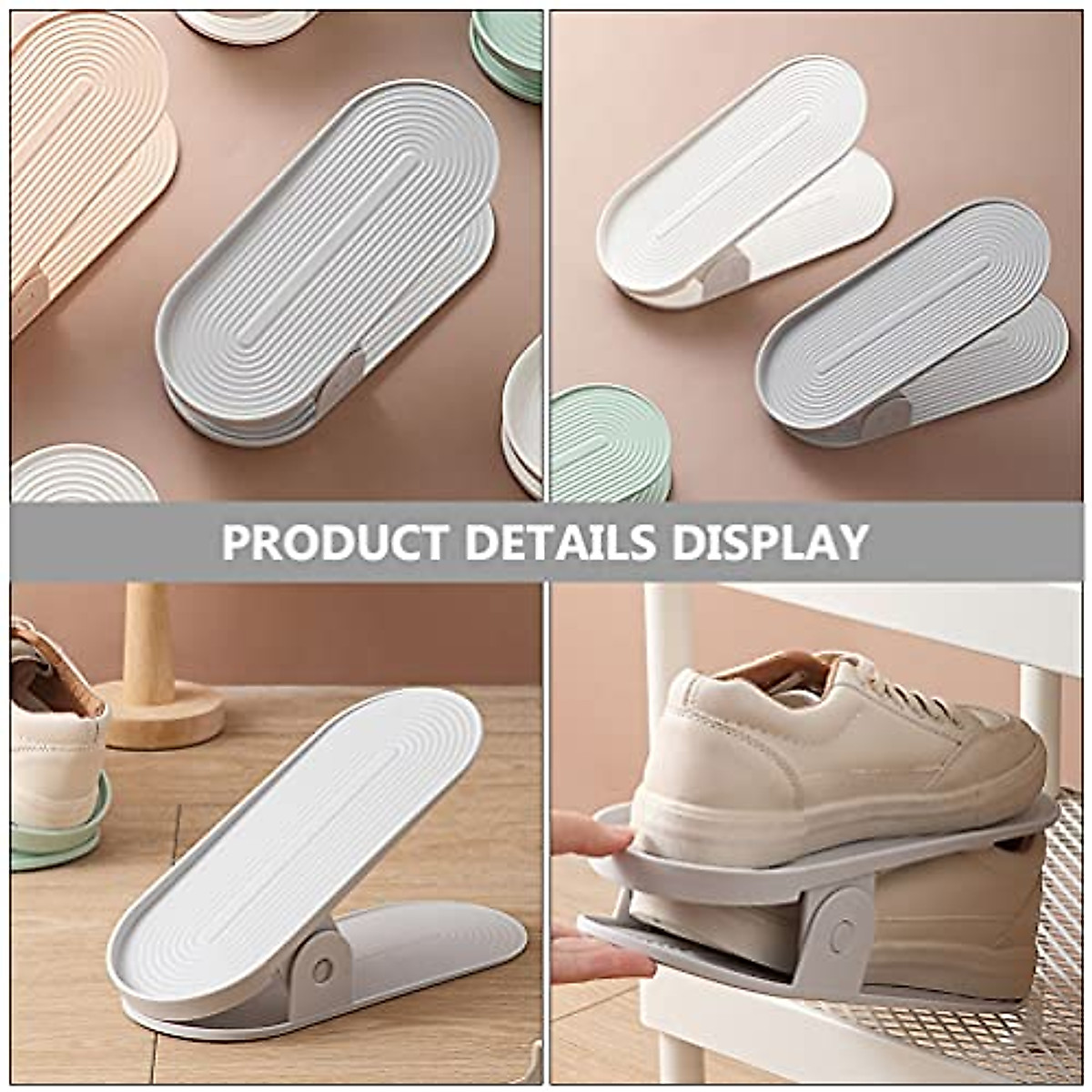 Cabilock Sneaker Rack 2pcs Shoe Slots Adjustable Height Shoe Stacker Shoe Organizer Shoes Storage Holder Display Rack with Double Decker for Closet Shoe Holder Rack Space Saver Grey Sneaker Shelf