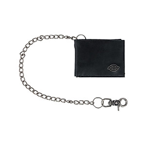 Dickies Men's Leather Slimfold Wallet With Chain Black