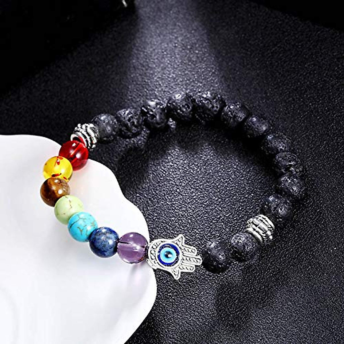 COLORFUL BLING Evil Eye Bracelet, Mal De Ojo Beaded Chakra Braided Bracelets for Women, Nazar Amulet Good Luck Bracelet with Hamsa/Evil Eye Indie Y2k Miraculous Jewelry Gifts for Women