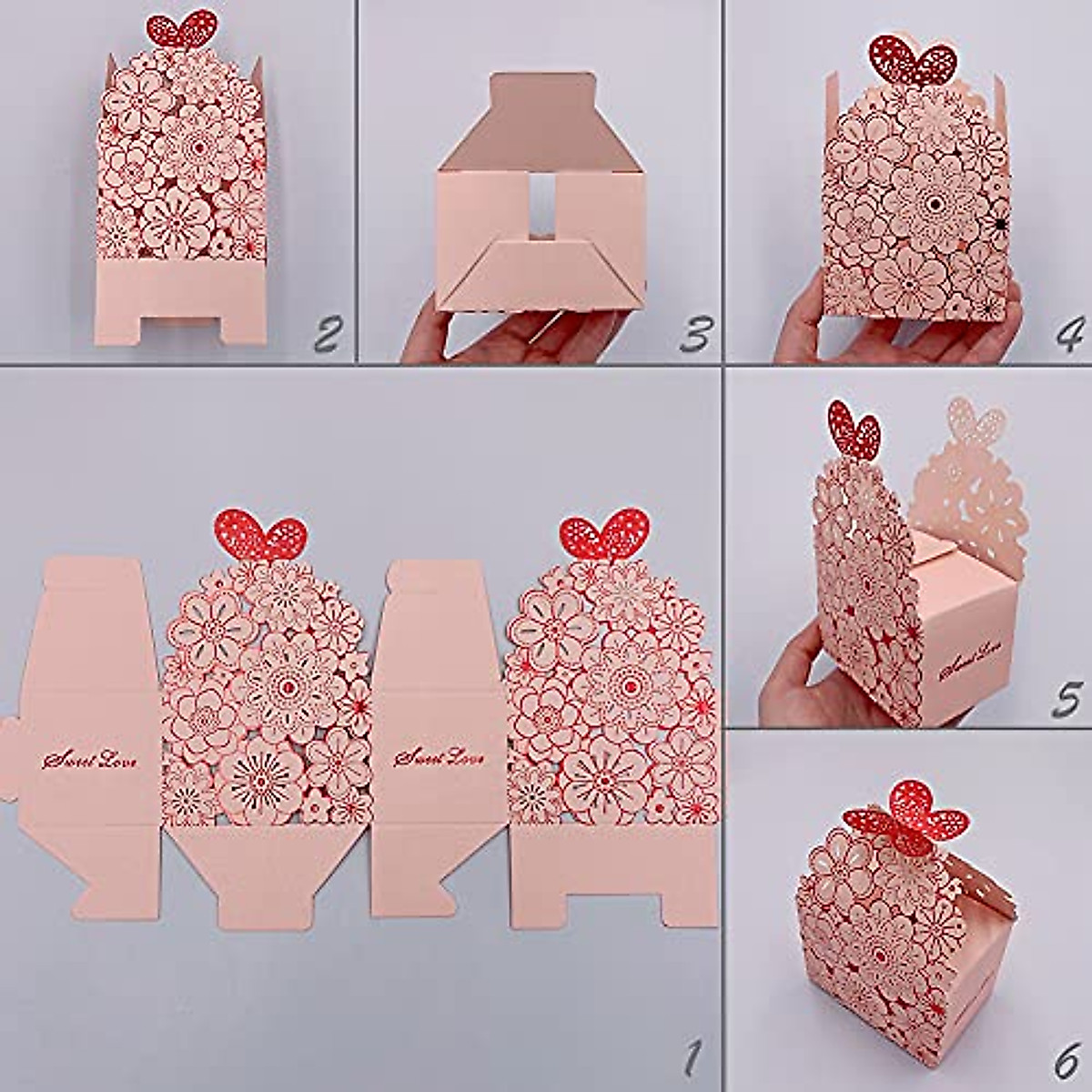 Party Favor Boxes Flower Butterfly Candy Boxes Laser Cut Candy Boxes Pink Gift Boxes for Wedding Bridal Shower Anniverary Birthday Party (20 PCS)