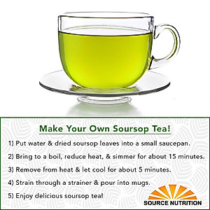 Organic Dried Soursop Leaves by Source Nutrition - Pure Graviola for Tea, Whole Dried Leaves, High in Acetogenins - 2 oz Resealable Bag