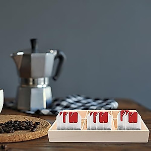 Tea Bag Holder Bamboo Tea & Food Storage Organizer Container Box 6 Compartment Tea Coffe Packet Box Wooden Sugar Bag Box for Tea Bags Coffee Snacks Sugar Sweeteners Small Packets