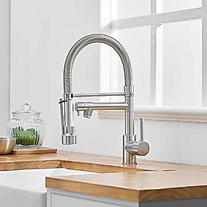 Fapully Kitchen Faucet with Sprayer,Single Handle Kitchen Faucet with Hole Cover Brushed Nickel