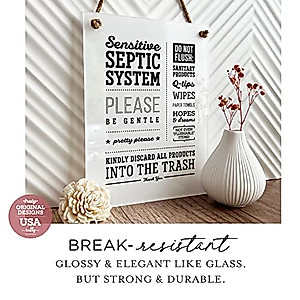 6x8 Inch Septic System Please Be Gentle Designer Bathroom Sign ~ Ready to Hang ~ Premium Finish, Durable