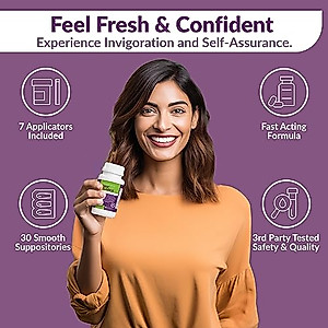 Intimate Rose Boric Acid Suppositories - Manages Odor - Promote pH Balance for Women Vaginal Health - 30-Count Medical Grade Boric Acid (600mg) + 7 Applicators