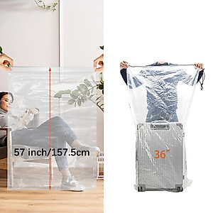 NVAAV 62x31 Inch Extra Large Clear Drawstring Plastic Bags 3 Pack(4 Mils), Dustproof Moistureproof Reusable Big Giant Luggage Storage Bag for Suitcase Garage Organizer, Blanket, Plush Toys