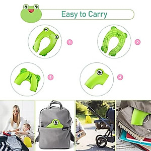 Pejoye Foldable Potty Toilet Training Seat, Travel Portable Toilet Seat Toddler, Folding Potty Training Seat for Kids with 6 Anti Slip Silicone Pads and 1 Carry Bag, Green Frog