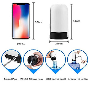 HSIULMY Water Bottle Pump,USB Charging Automatic Drinking Water Pump Portable Electric Water Dispenser Water Bottle Switch for 5 Gallon Water Bottle Dispenser