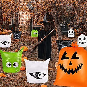 SELPONT igns Halloween Leaf Bags Pumpkin Plastic Lawn and Leaf Bags Decoration - Outdoor Fall Trash Bag Decor Garden Sculpture Outdoor Decoration
