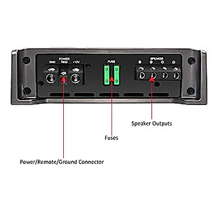 Recoil RED600-1 1320 Watts Class-D Car Audio Mono-Block Subwoofer Amplifier, 1 Ohm Stable, Remote Bass Knob Included