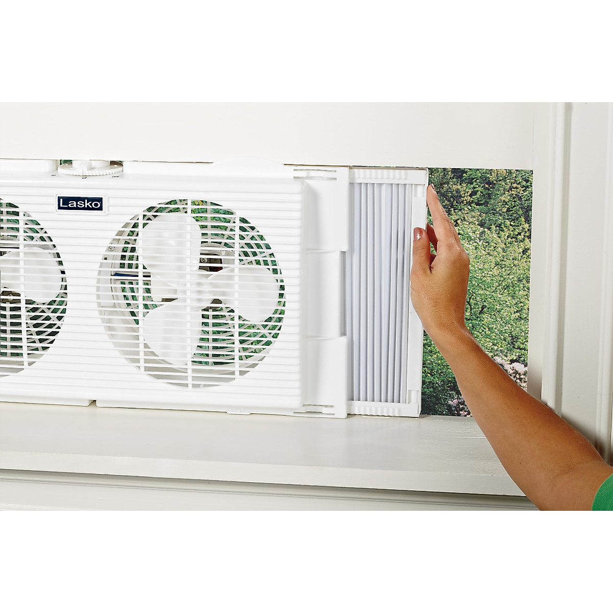 Lasko 2137 Twin Window Fan, 21.8 x 4.5 x 10.5 inches, White