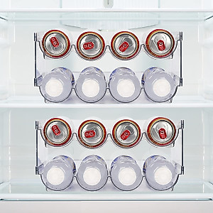 Water Bottle Organizer for Cabinet, 2 Packs 8 Bottles Stackable Clear Plastic Water Bottle Holder, Wine Racks for Kitchen Fridge Pantry Organization and Storage,Tumbler Travel Cup Holder and Organizer