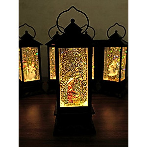 DRomance Lighted Water Lantern Glittering with Music USB & Battery Powered Singing Snow Globe for Kids, Nativity Water Snow Glitter Globe Lantern for Christmas Decoration,12 Inch Tall