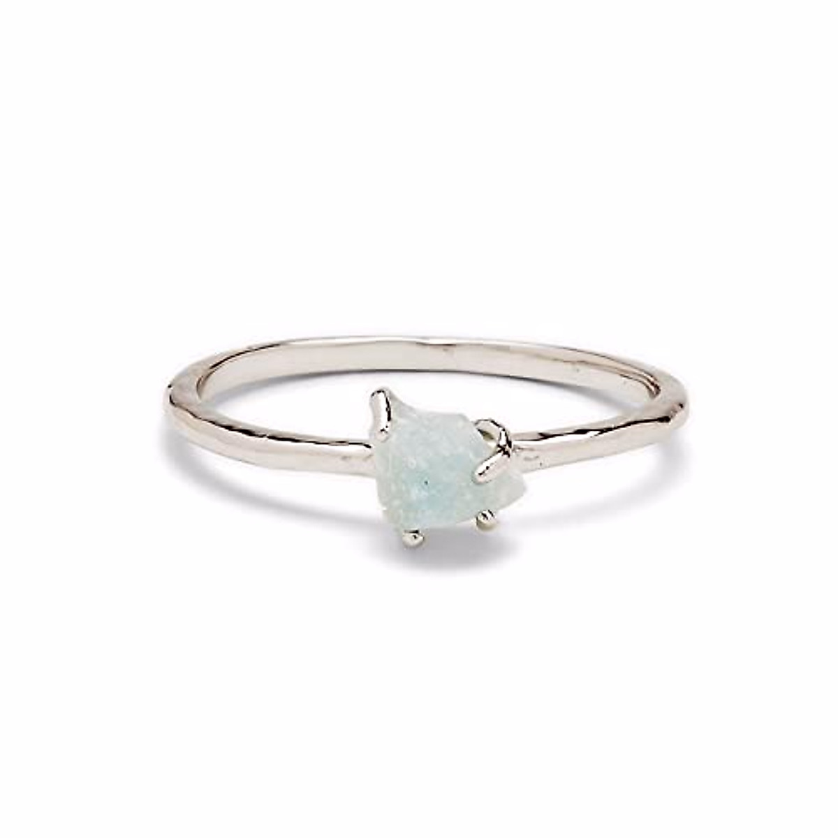 Pura Vida Silver Plated Raw Gemstone Ring w/Amazonite - Brass Base, Rhodium Plating - Size 6