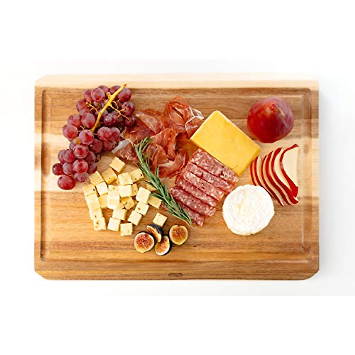 Dexas Angled Acacia Wood Cutting Board with Well, 15 x 20 inches