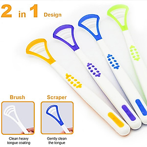 SenseYo Colorful 6 Pcs 100% BPA Free Tongue Scraper Cleaner Universal for Adults Kids for Reducing Bad Breath Keeping Oral Health