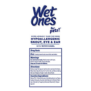 Wet Ones for Pets Extra Gentle Hypoallergenic Dog Wipes with Witch Hazel for Snout, Eye, Ear | Fragrance-Free for All Dogs with Wet Lock Seal | 30 Ct Pouch