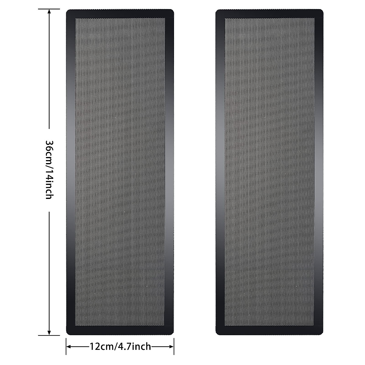 360mm x 120mm PC Case Dust Mesh Filter [2 Pack], Magnetic Frame Computer Fan Dust Mesh PC Cooler Filter Dustproof PVC Cover Grills - Black